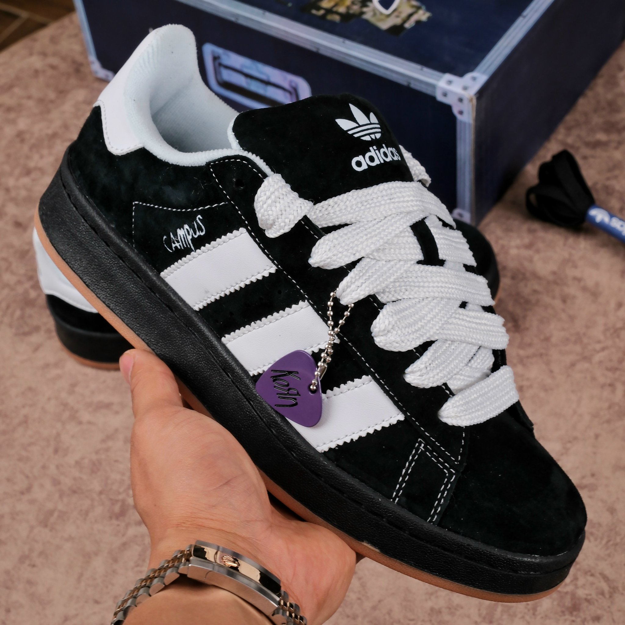 Giày Korn x Adidas Campus 00s ‘Black Gum’ Like Auth - Xám Sneaker ...